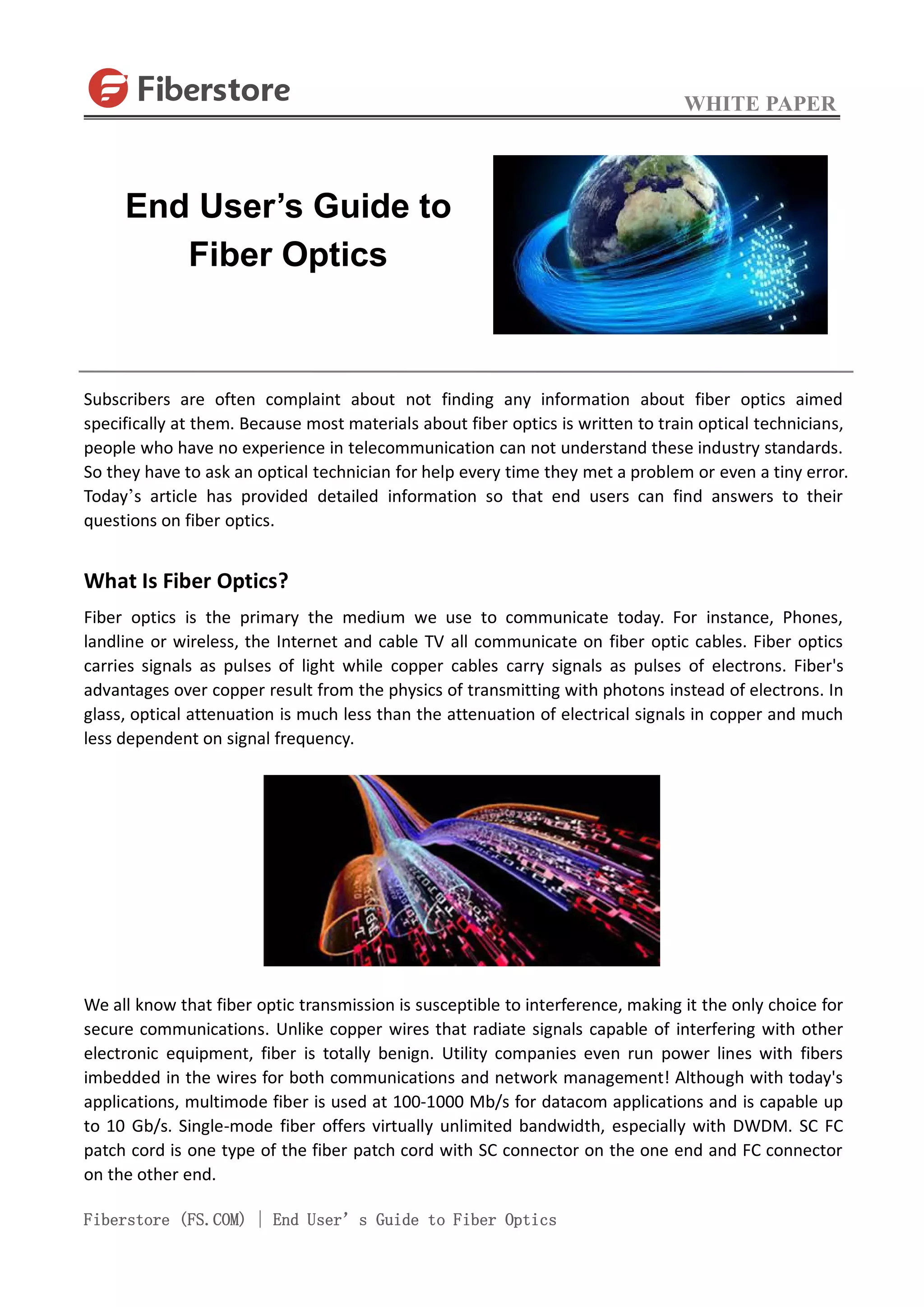End user’s guide to fiber optics | PDF