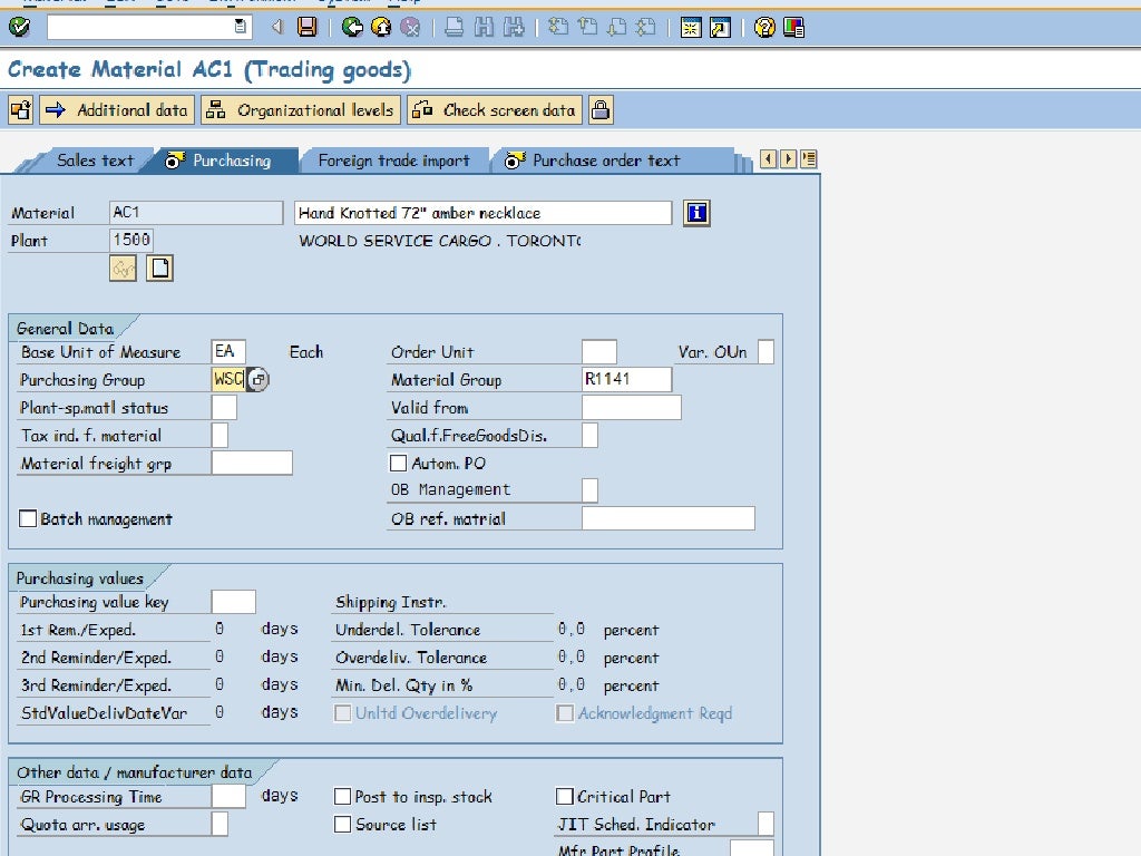 SAP END USER TRAINING MM01& ME51 N