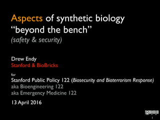 Synthetic Biology beyond the bench: Biosafety & biosecurity | PPT
