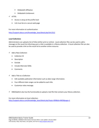 En ebscoadmin basics_trainerguide | DOC | Search | Internet