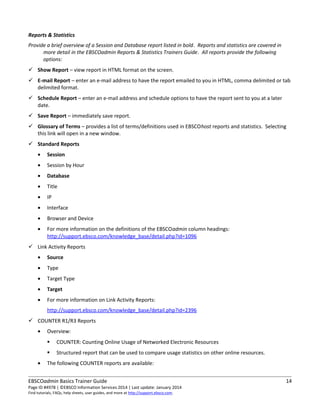 En ebscoadmin basics_trainerguide | DOC | Search | Internet