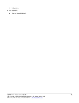 En ebscoadmin basics_trainerguide | DOC | Search | Internet