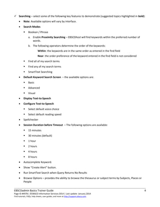 En ebscoadmin basics_trainerguide | DOC | Search | Internet