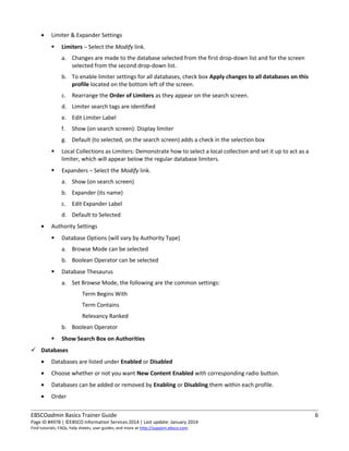 En ebscoadmin basics_trainerguide | DOC | Search | Internet