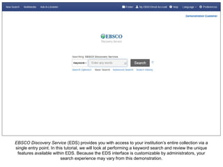 Introduction to EBSCO Discovery Service | PPT