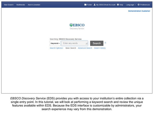 Introduction to EBSCO Discovery Service | PPT