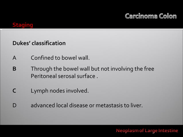Neoplasm of Large Intestine | PPT | Digestive Disorders | Diseases and ...