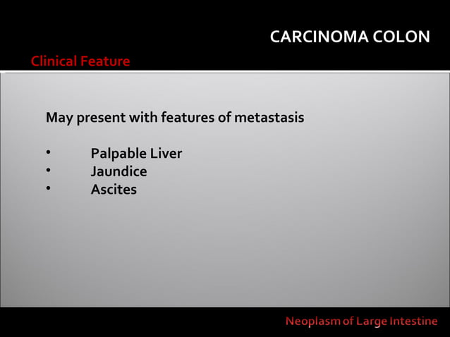 Neoplasm of Large Intestine | PPT | Digestive Disorders | Diseases and ...