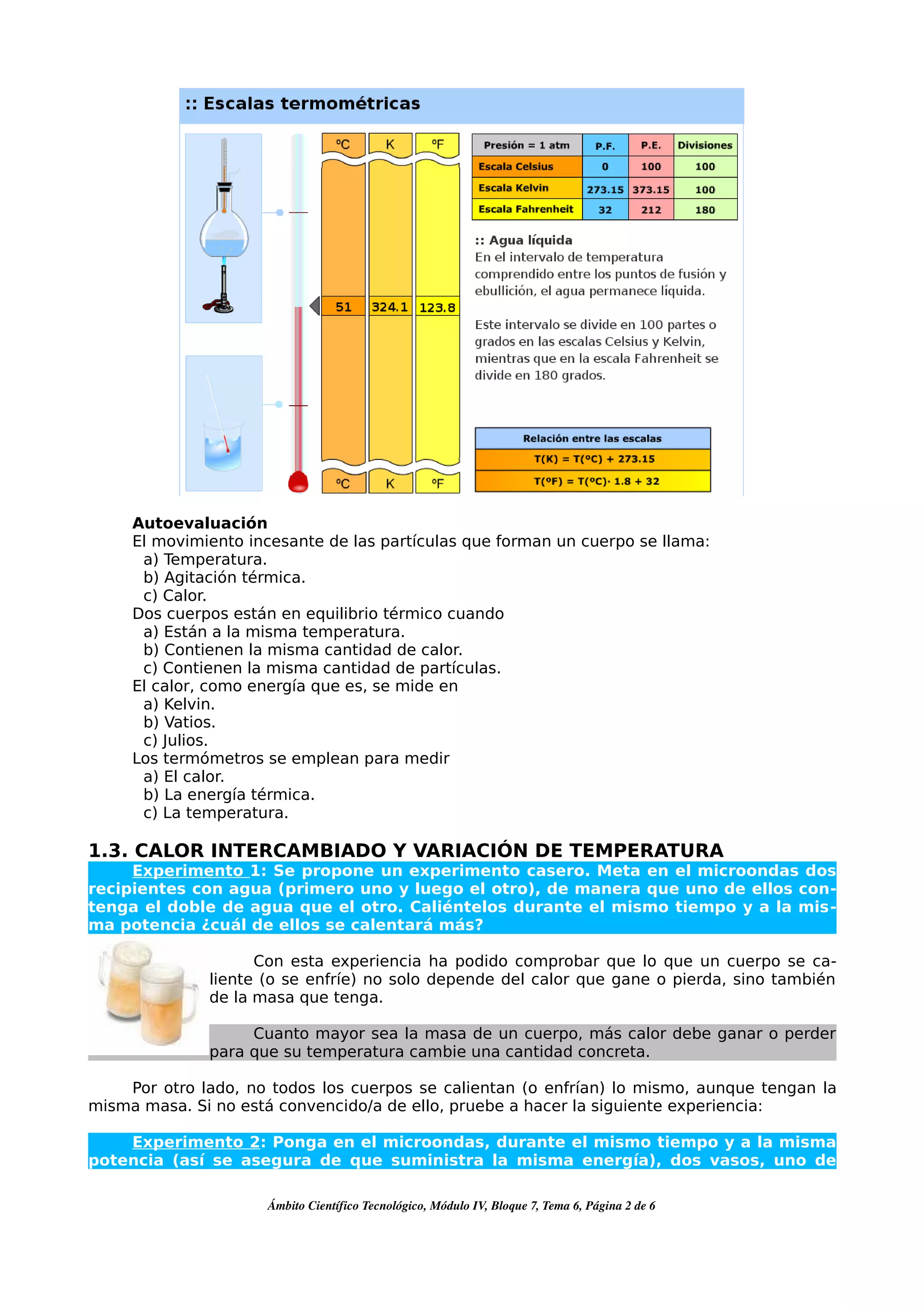 Energía térmica y temperatura | PDF