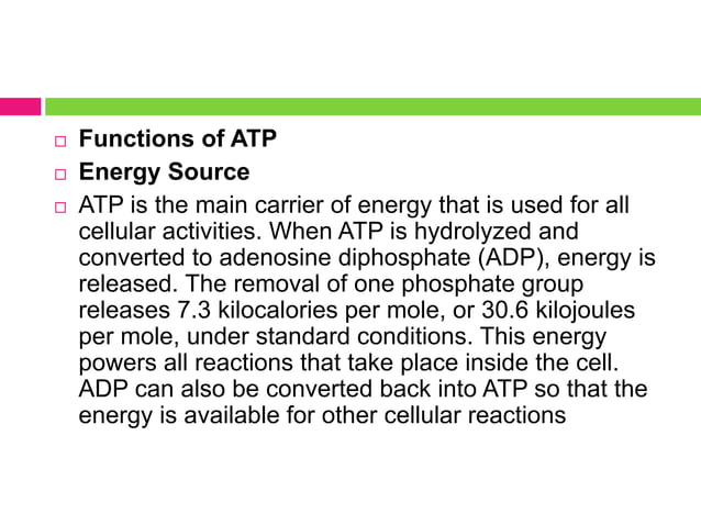 Energetics- role and formation of ATP and functions of ATP | PPTX ...