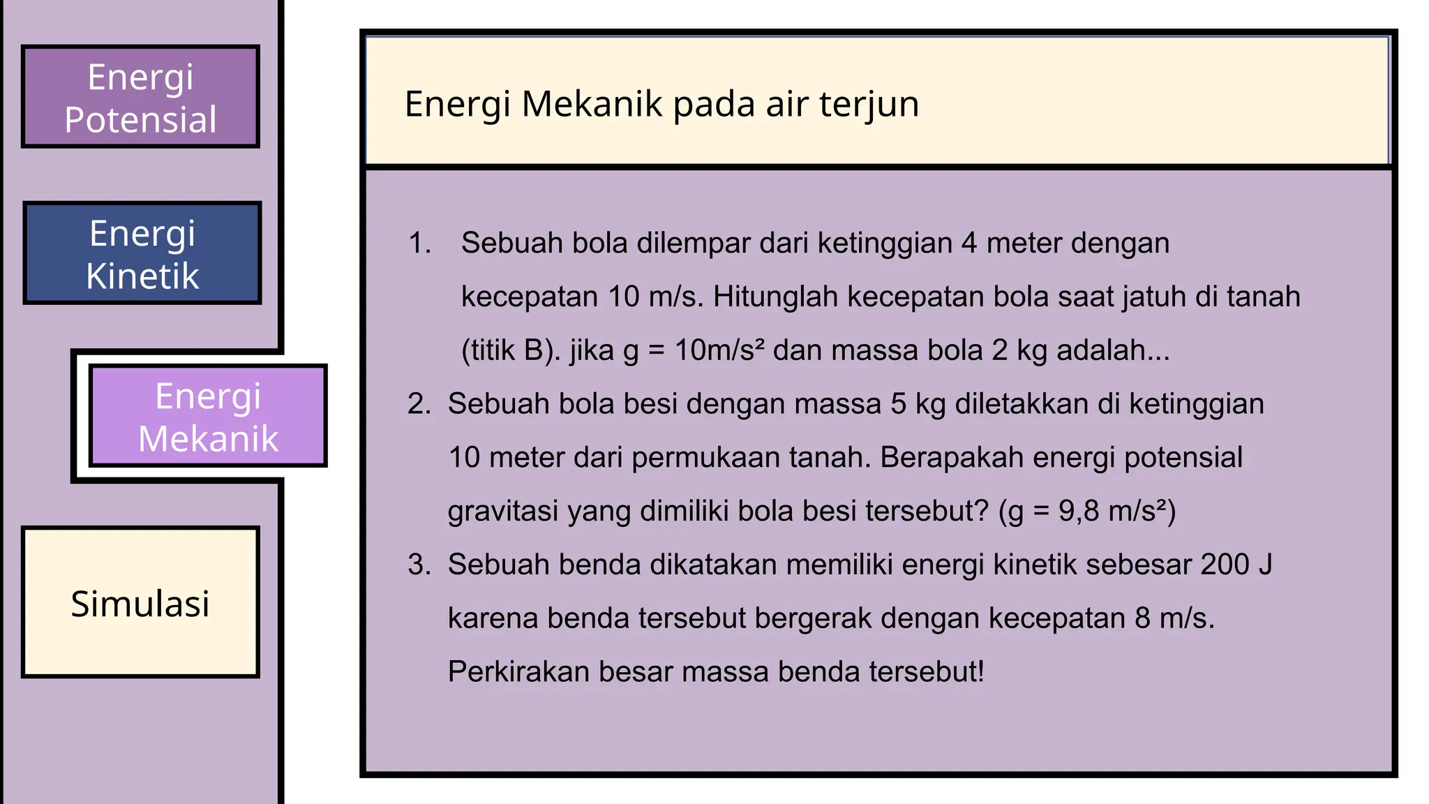 Energi Potensial, Energi Kinetik, dan Energi Mekanik | PPT