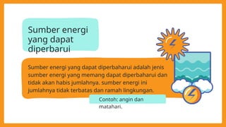Sumber energi dan jenis jenisnya untuk kelas x | PPTX