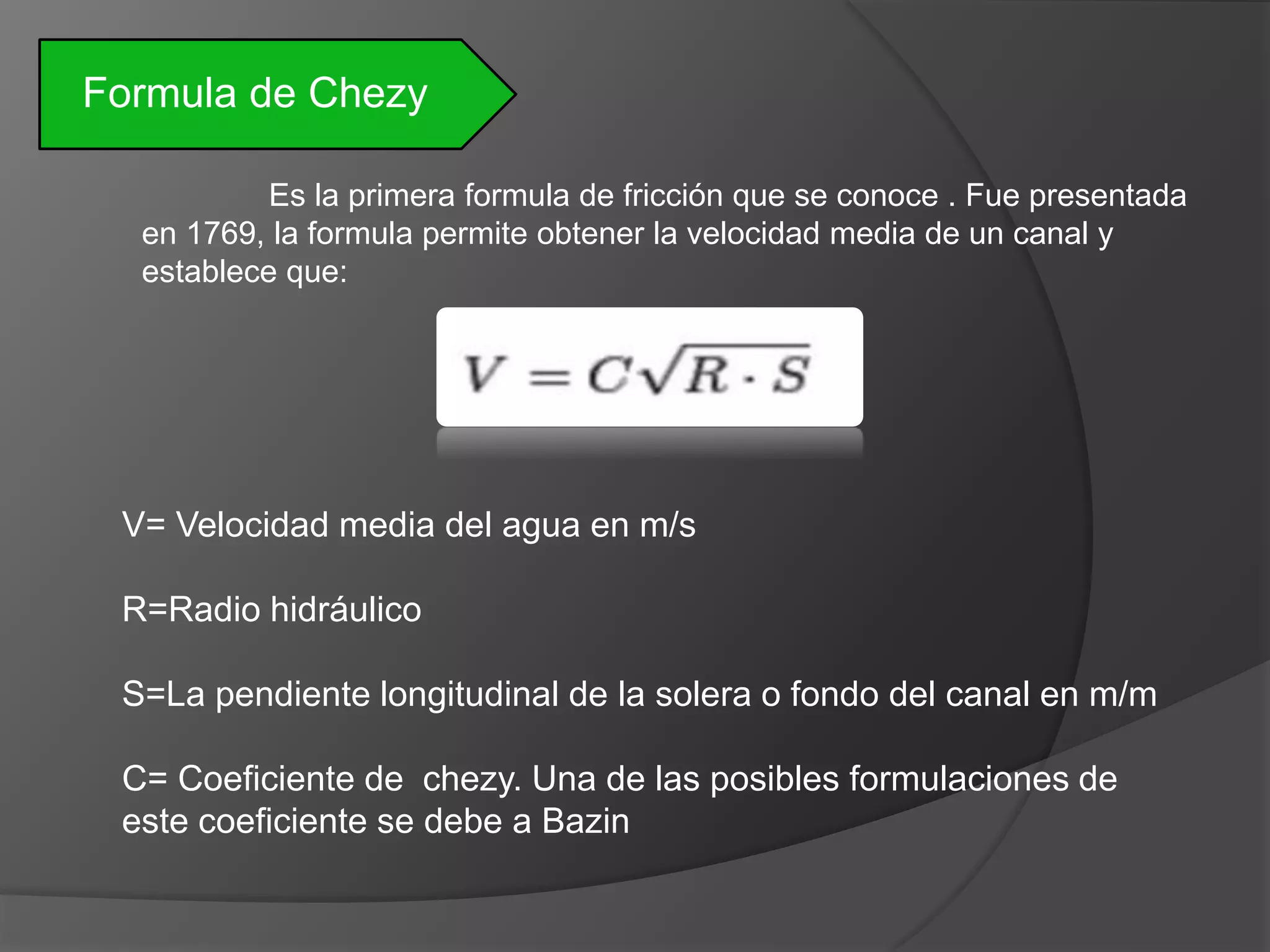 Energia especifica y cantidad de movimientos en un caudal ( formulas de ...