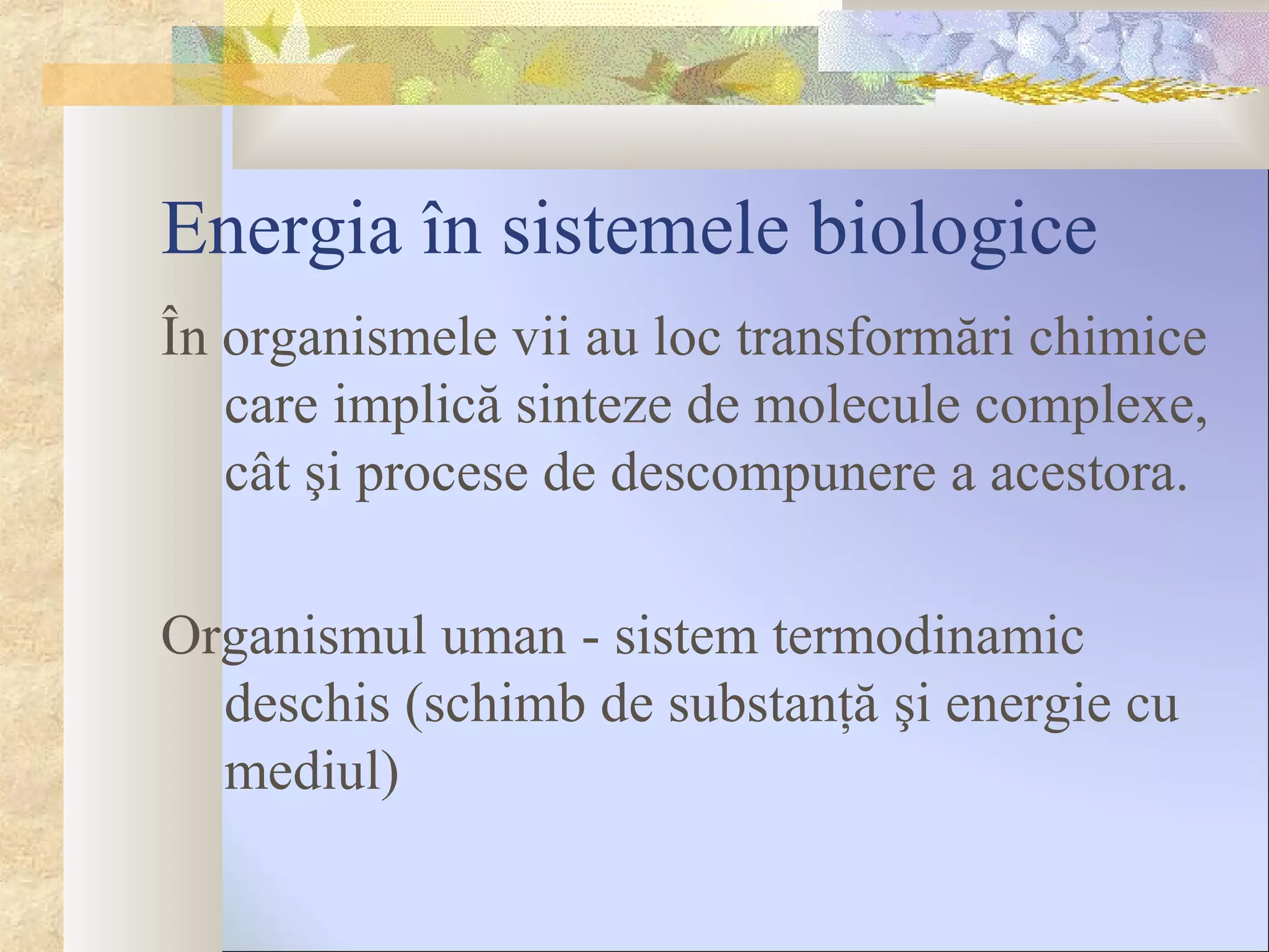 Energia in sistemele biologice | PPT