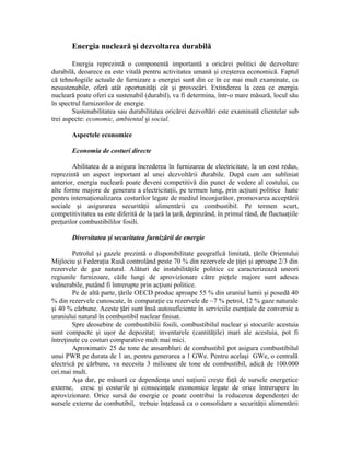 Energia nucleară şi dezvoltarea durabilă | DOC