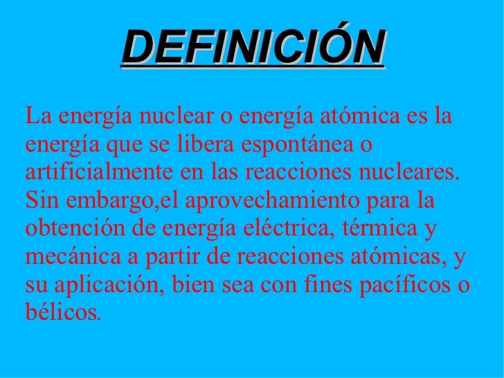 Definicin De Energa Nuclear Concepto En Definicin Abc