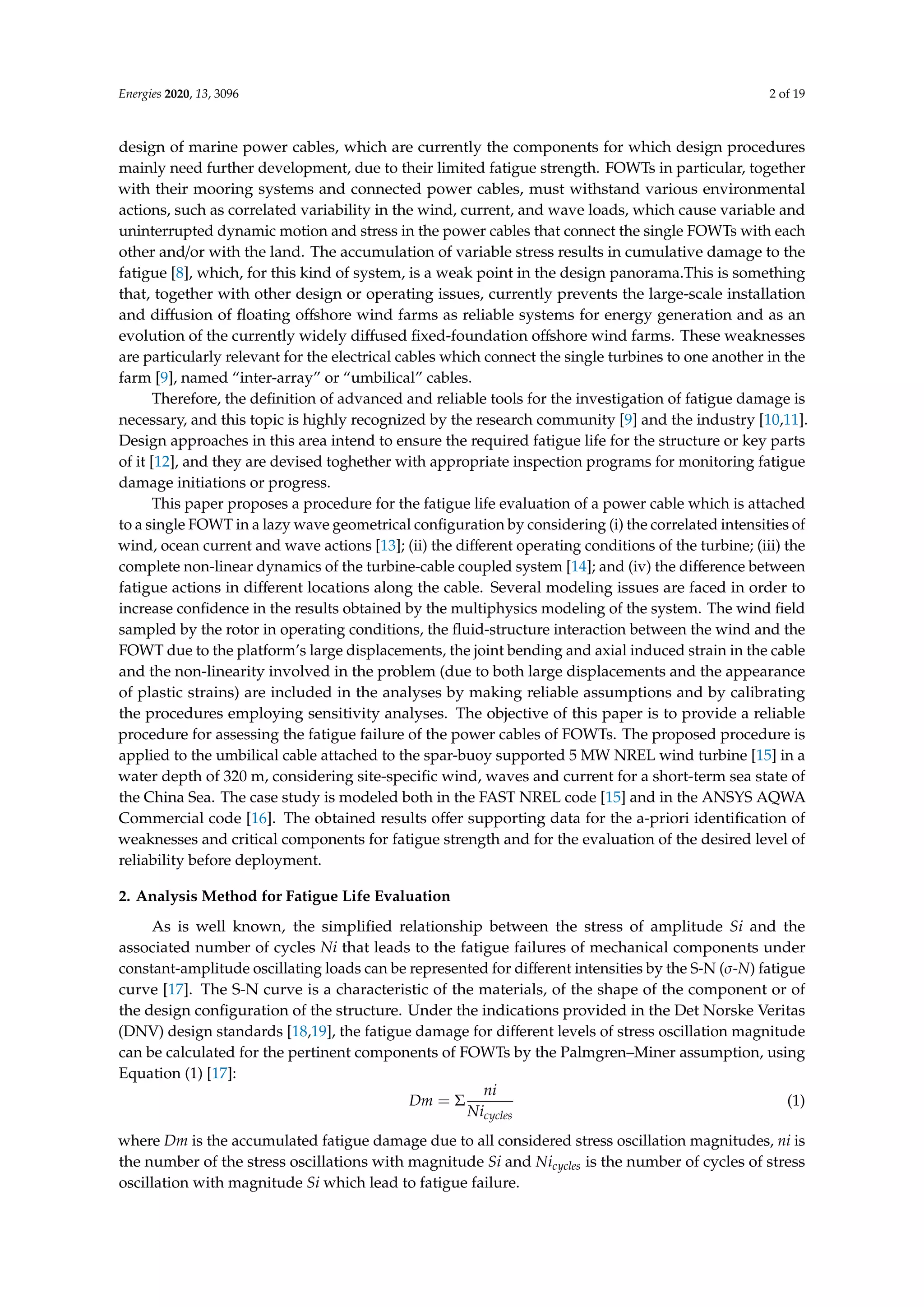 Fatigue Life Assessment for Power Cables in Floating Offshore Wind ...