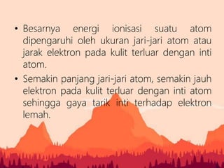 SIFAT SISTEM PERIODIK UNSUR : Energi ionisasi (KIMIA KELAS X) | PPTX