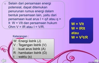 Energi listrik dan daya listrik Power Point | PPTX