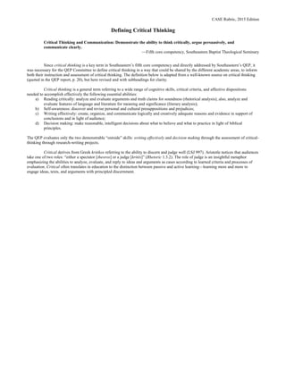 Energizing your Case: QEP on Critical Thinking through Writing | PDF