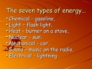 For 9th grade Physics, chapter 6 "Energy transformations and energy ...