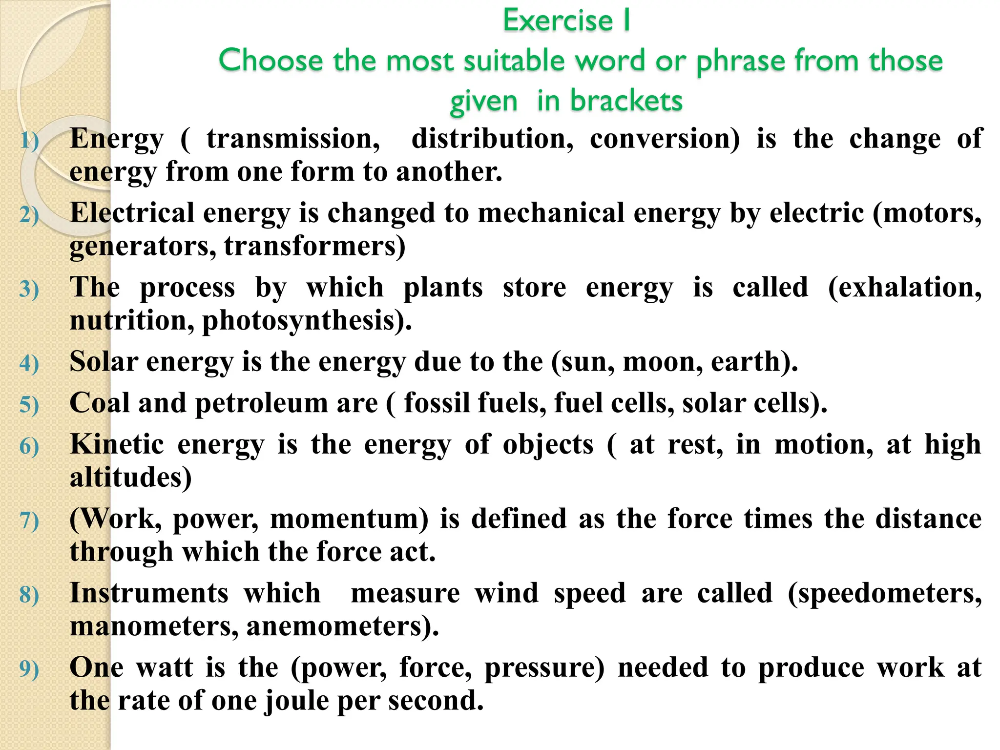 Energy definition - English course - Level 0 | PDF