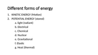types of Energy lesson for grade eight students | PPTX