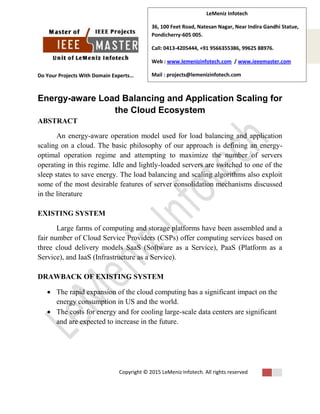 Energy aware load balancing and application scaling for the cloud ...