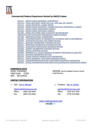 Energy Consulting SDVOSB Capability Statement Corporate | PDF