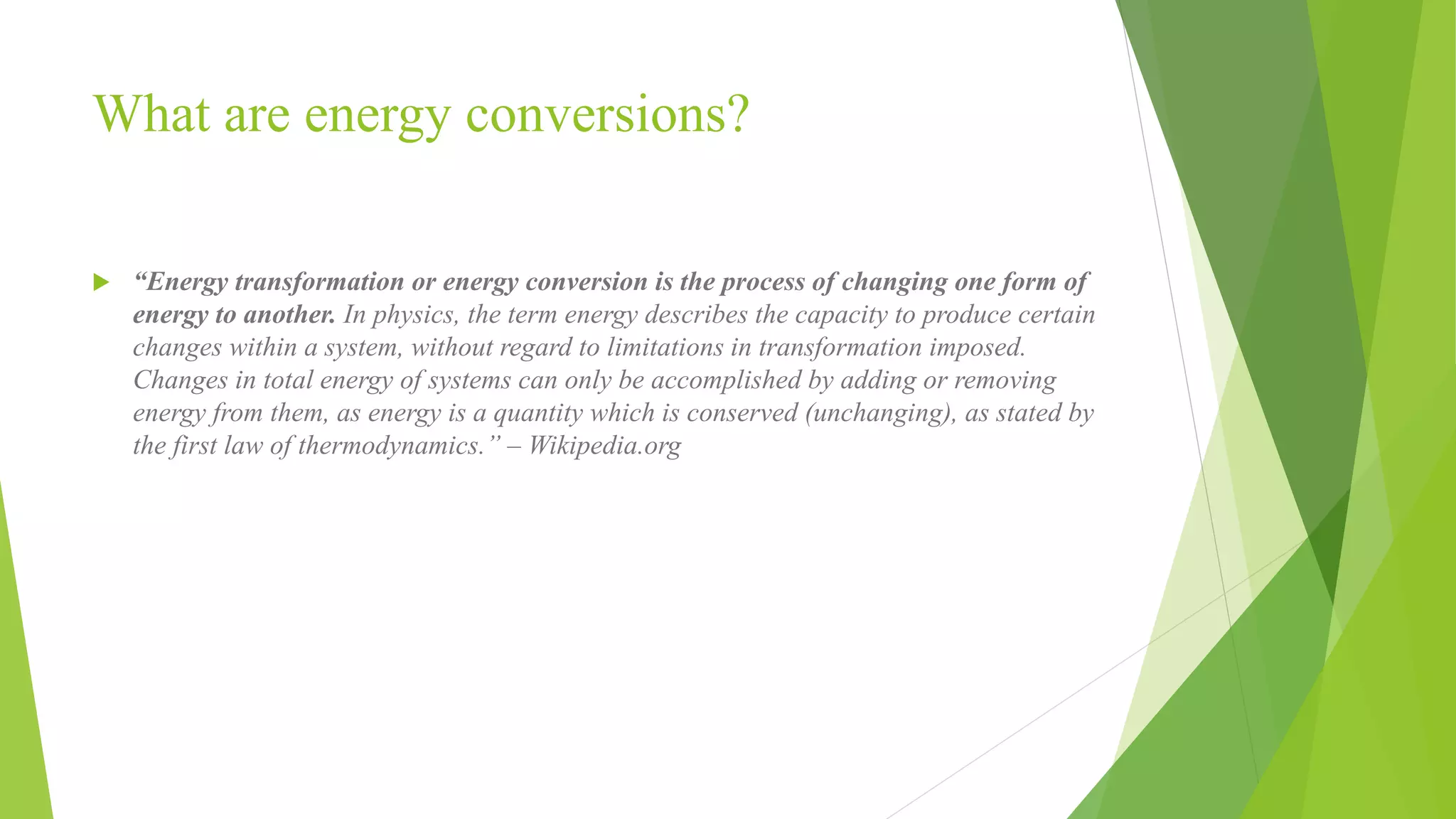 Energy Conversions Presentation | PPTX