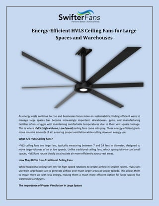 Energy-Efficient HVLS Ceiling Fans for Large Spaces and Warehouses | PDF