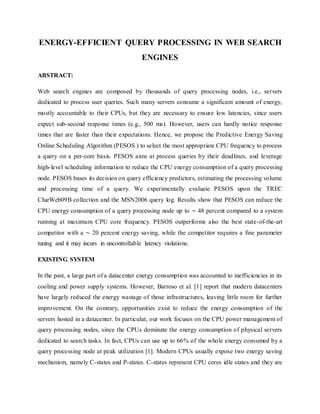 Energy-efficient Query Processing in Web Search Engines | DOCX | Search | Internet