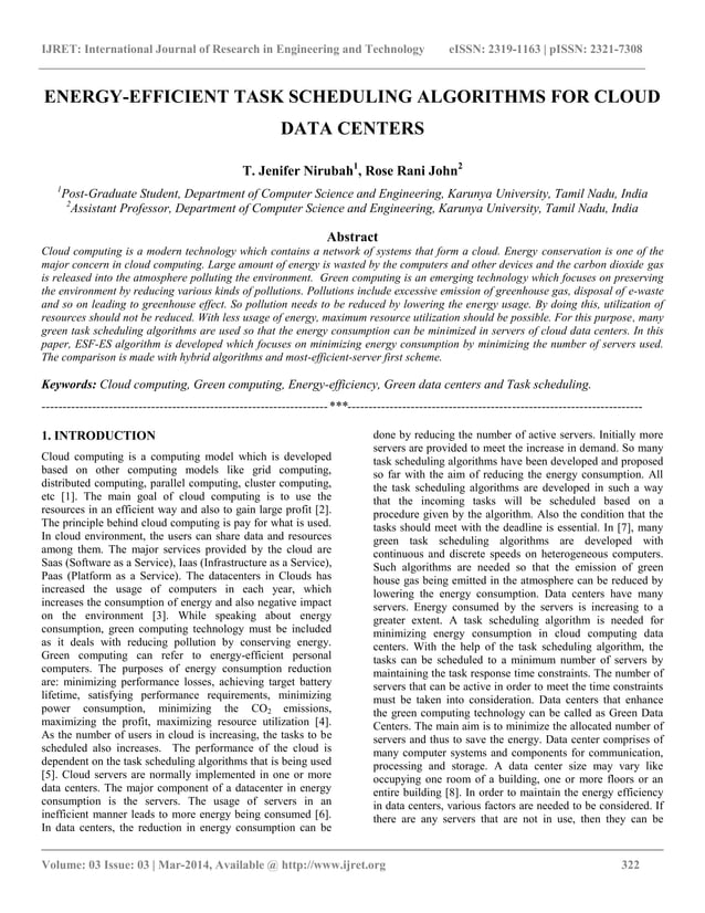 Energy Efficient Task Scheduling Algorithms For Cloud Data Centers Pdf