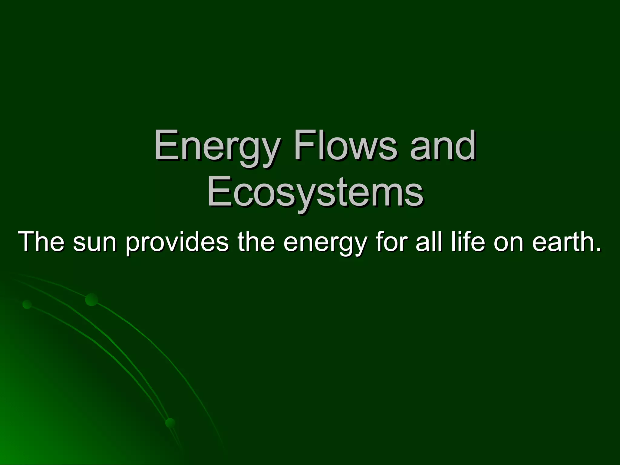 Ecosystems 2 Energy Flows | PPT