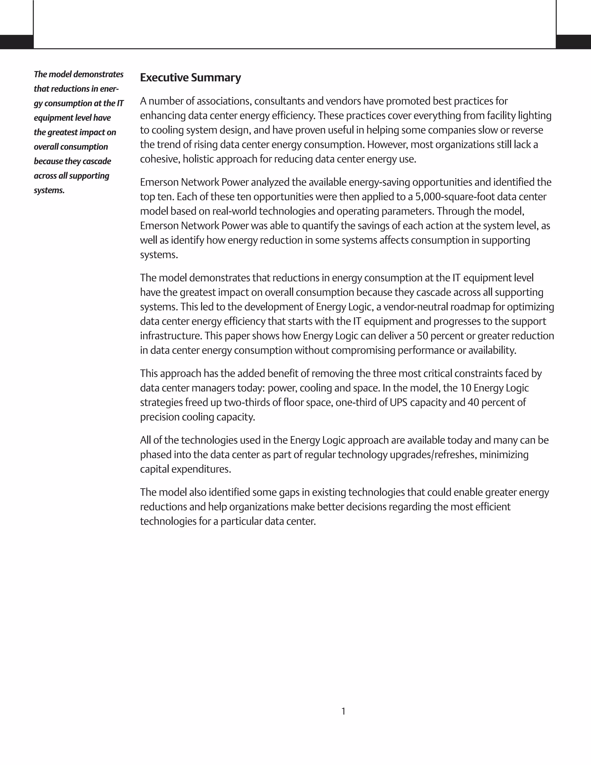 Energy Logic: Reducing Data Center Energy Consumption by Creating ...