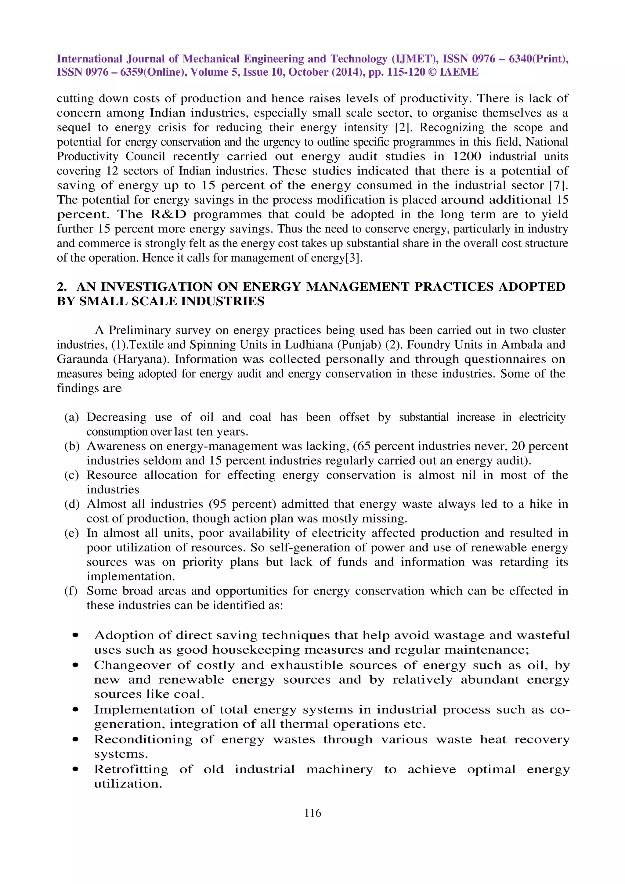 ENERGY-MANAGEMENT IN SMALL SCALE INDUSTRIES: A VITAL TOOL FOR ...