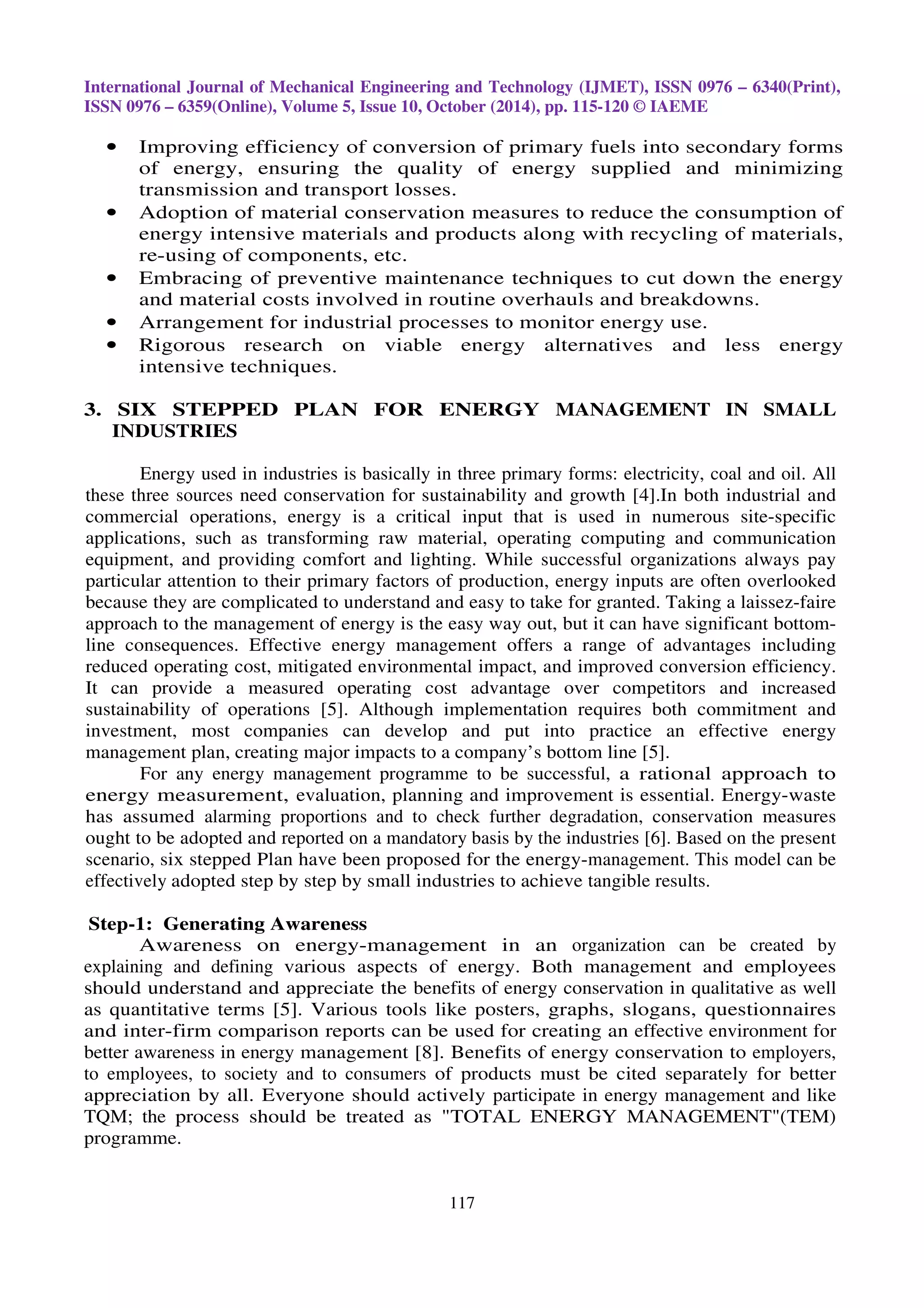 ENERGY-MANAGEMENT IN SMALL SCALE INDUSTRIES: A VITAL TOOL FOR ...