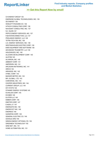 Energy Management Information Systems:Global Markets | PDF