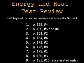 Energy and heat test review | PPTX