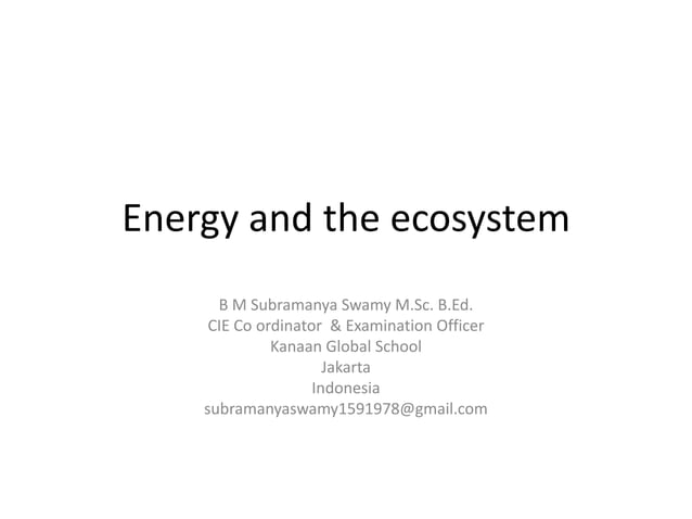 Energy and the ecosystem IGCSE | PPT