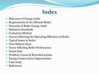 Energy audit boiler and steam lines | PPTX