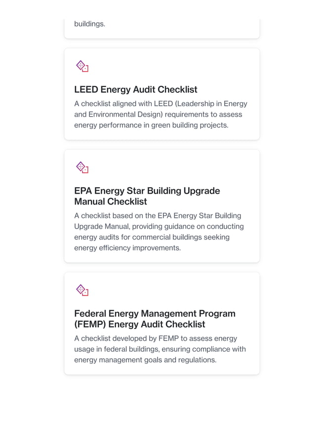 Streamline energy audits with this energy audit checklist app. | PDF