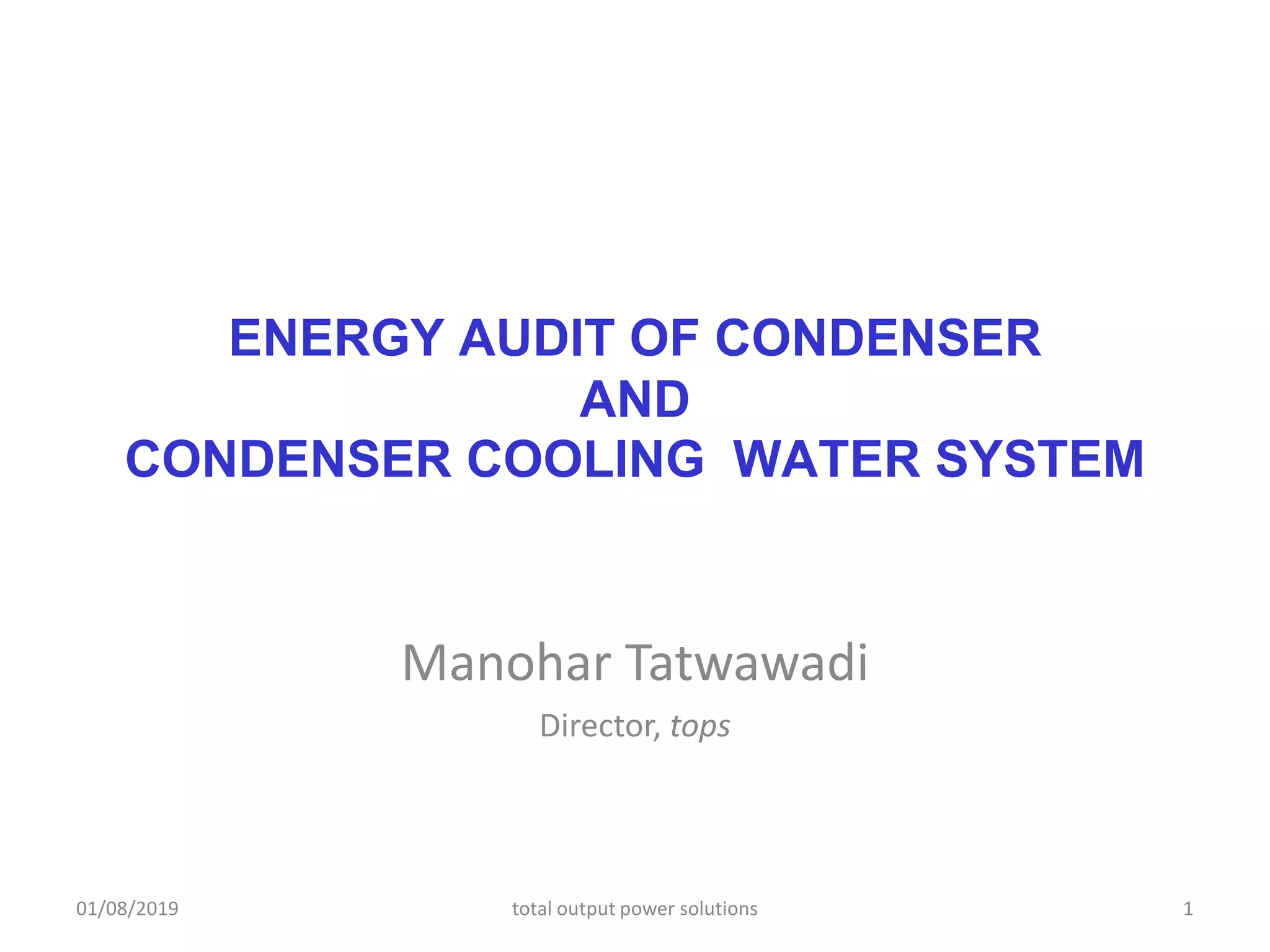 Energy audit of Condenser and CW System | PDF