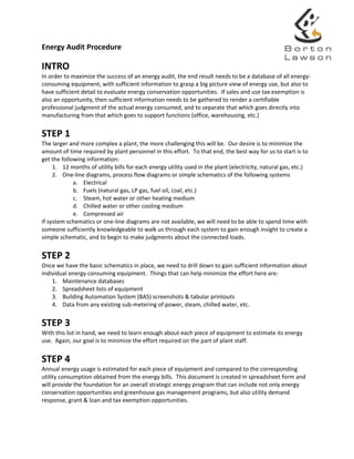 Energy Audit Procedure | DOC | Power and Energy Industry | Industries