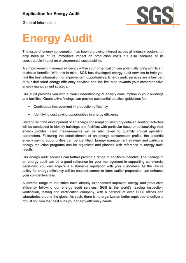 Energy Audit SGS Indonesia | PDF