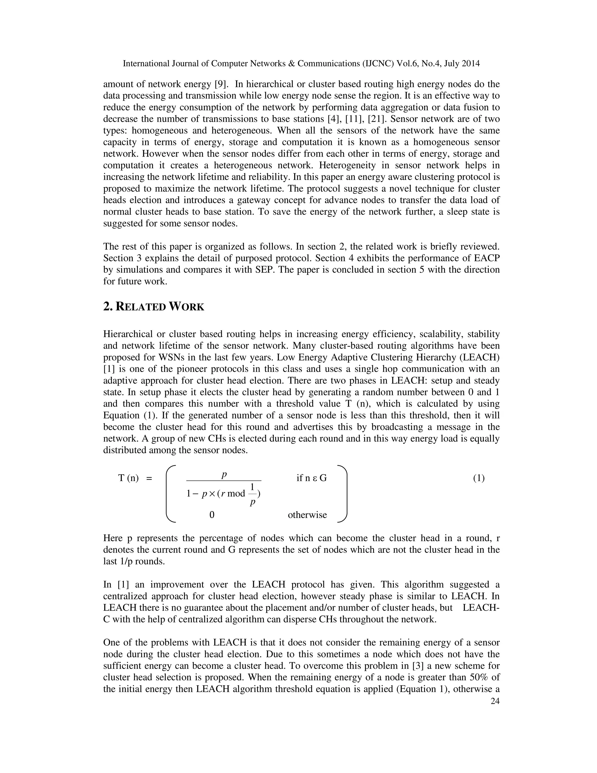 Energy aware clustering protocol (eacp) | PDF
