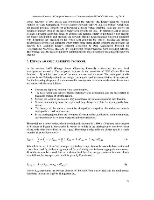 Energy aware clustering protocol (eacp) | PDF