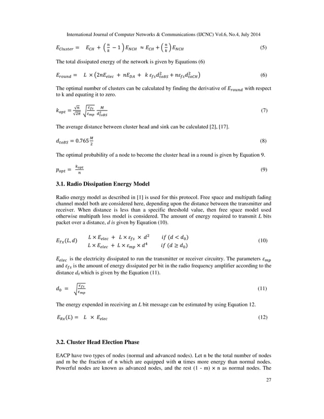 Energy aware clustering protocol (eacp) | PDF
