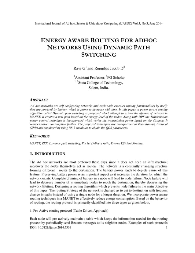 Energy aware routing for adhoc | PDF