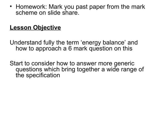 Energy balance | PPT